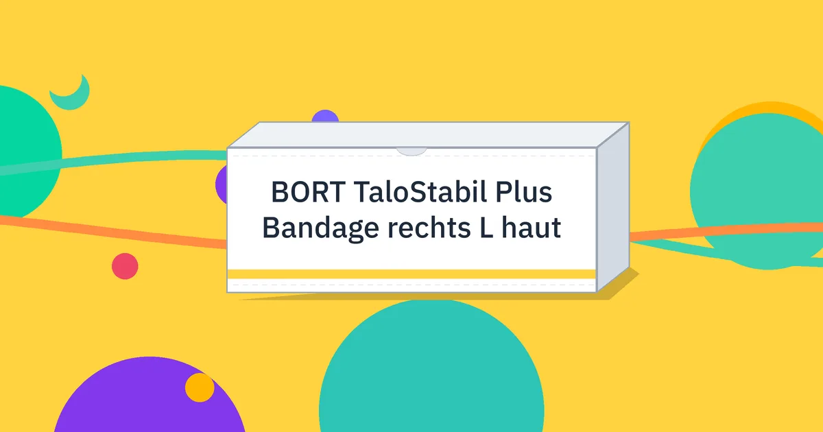 Symbolbild: Packung mit der Aufschrift BORT TaloStabil Plus Bandage rechts L haut (PZN 07671973) – Verfügbarkeit und Bezug in Apotheken in Frankfurt am Main