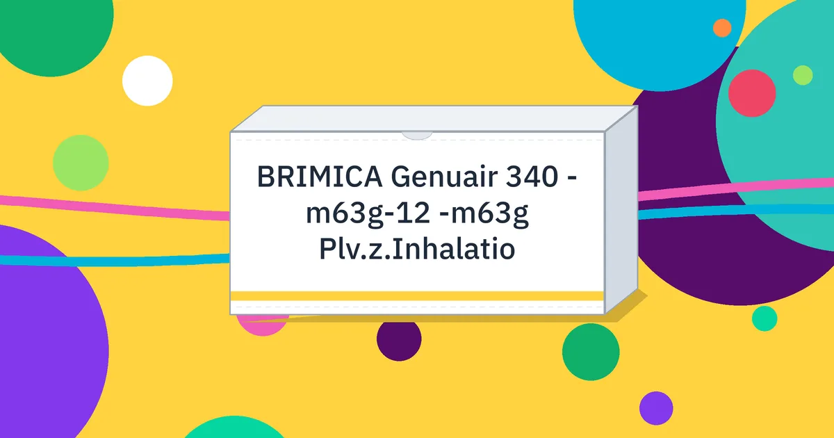 Symbolbild: Packung mit der Aufschrift BRIMICA Genuair 340 -m63g-12 -m63g Plv.z.Inhalatio (PZN 15579891) – Verfügbarkeit und Bezug in Apotheken in Frankfurt am Main