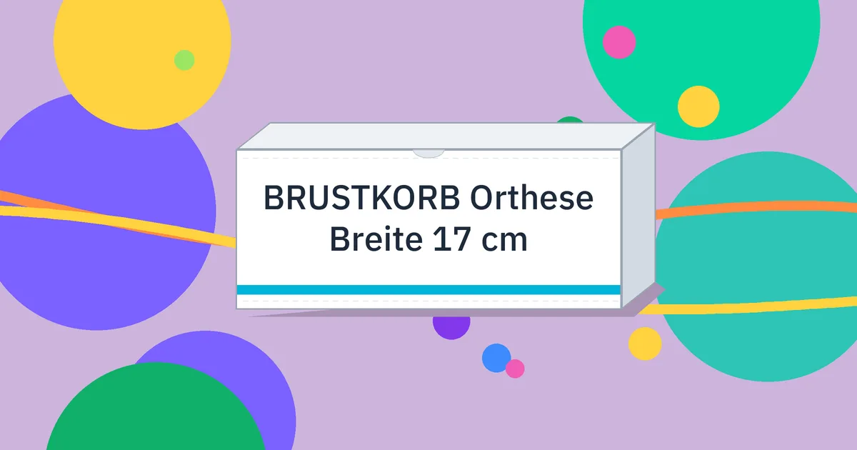 Symbolbild: Packung mit der Aufschrift BRUSTKORB Orthese Breite 17 cm (PZN 03811756) – Verfügbarkeit und Bezug in Apotheken in Frankfurt am Main