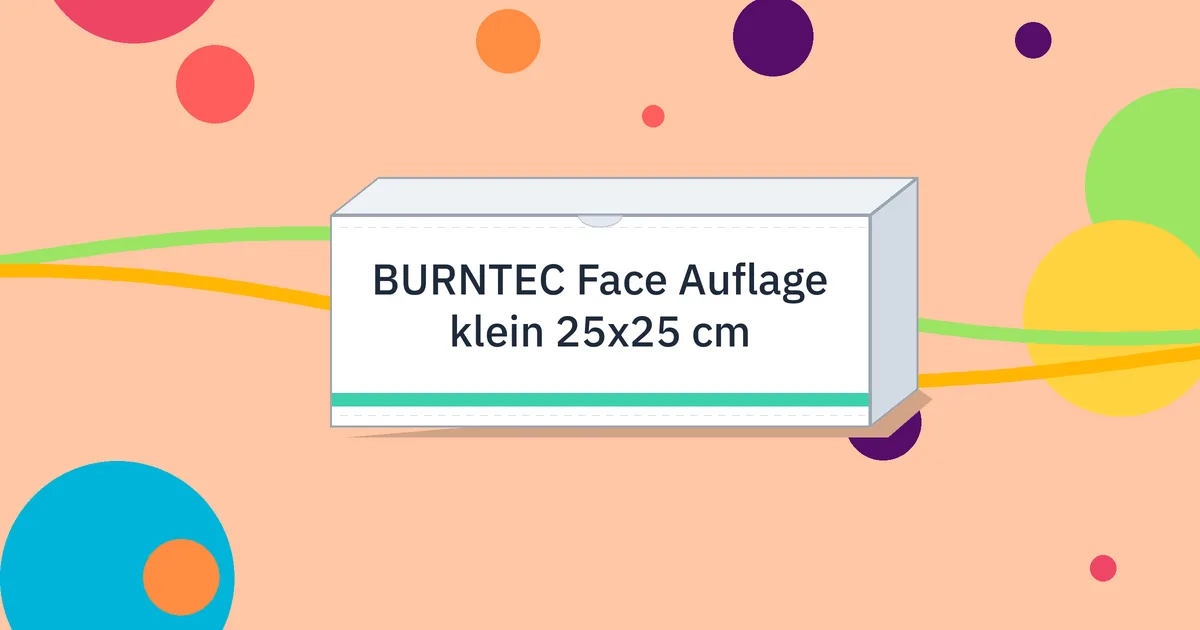 Symbolbild: Packung mit der Aufschrift BURNTEC Face Auflage klein 25x25 cm (PZN 15193660) – Verfügbarkeit und Bezug in Apotheken in Frankfurt am Main