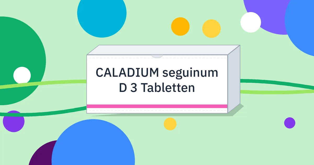 Symbolbild: Packung mit der Aufschrift CALADIUM seguinum D 3 Tabletten (PZN 07162705) – Verfügbarkeit und Bezug in Apotheken in Frankfurt am Main