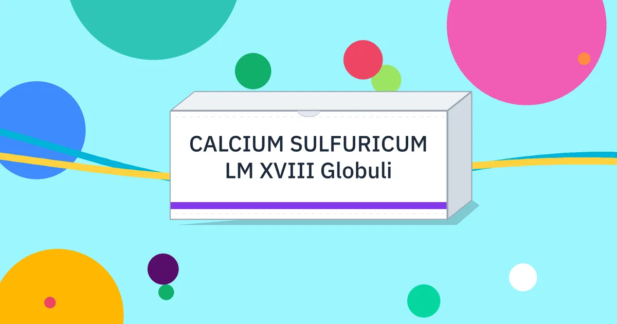 Symbolbild: Packung mit der Aufschrift CALCIUM SULFURICUM LM XVIII Globuli (PZN 02822077) – Verfügbarkeit und Bezug in Apotheken in Frankfurt am Main