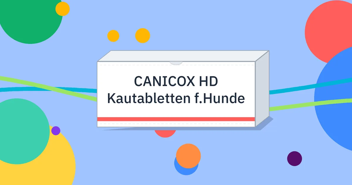 Symbolbild: Packung mit der Aufschrift CANICOX HD Kautabletten f.Hunde (PZN 17834784) – Verfügbarkeit und Bezug in Apotheken in Frankfurt am Main
