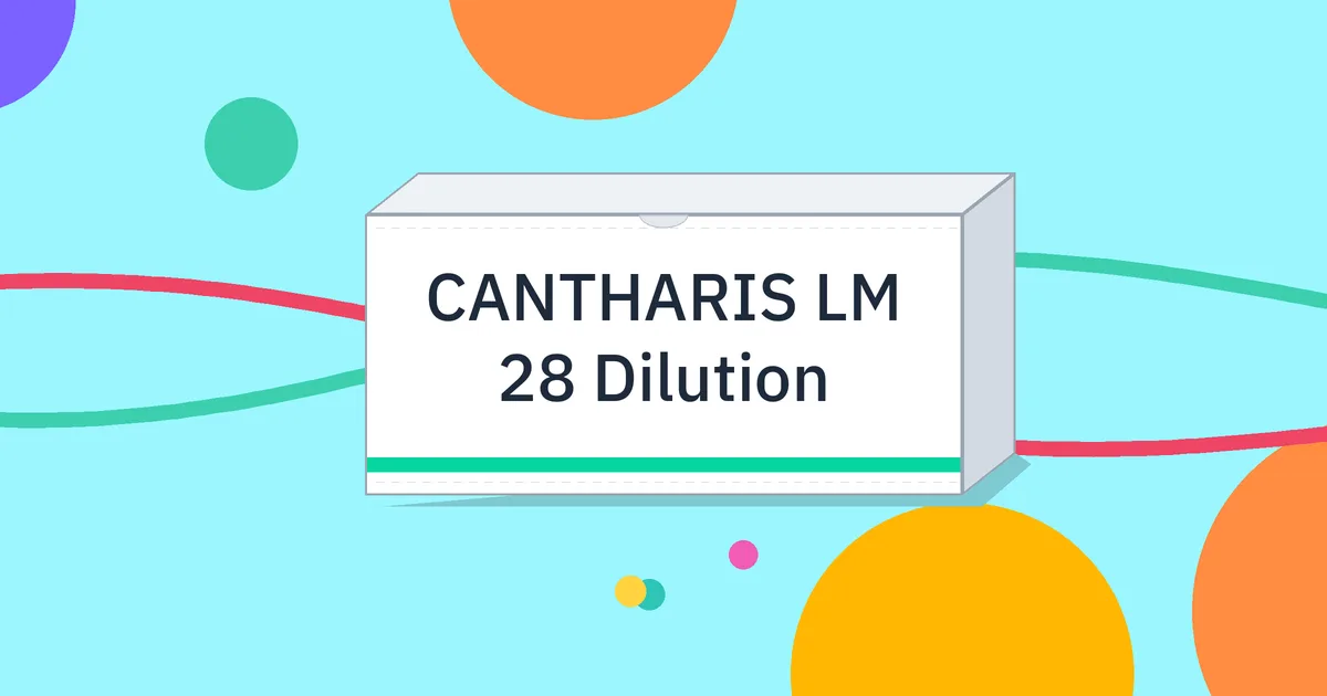 Symbolbild: Packung mit der Aufschrift CANTHARIS LM 28 Dilution (PZN 12808368) – Verfügbarkeit und Bezug in Apotheken in Frankfurt am Main