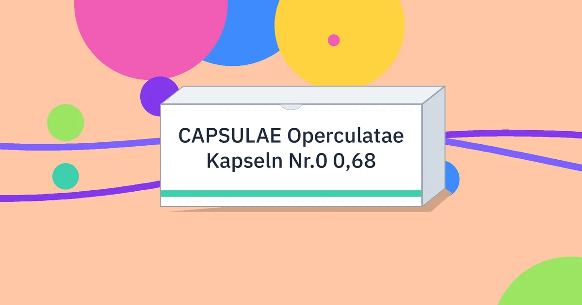 Symbolbild: Packung mit der Aufschrift CAPSULAE Operculatae Kapseln Nr.0 0,68 (PZN 00175691) – Verfügbarkeit und Bezug in Apotheken in Frankfurt am Main