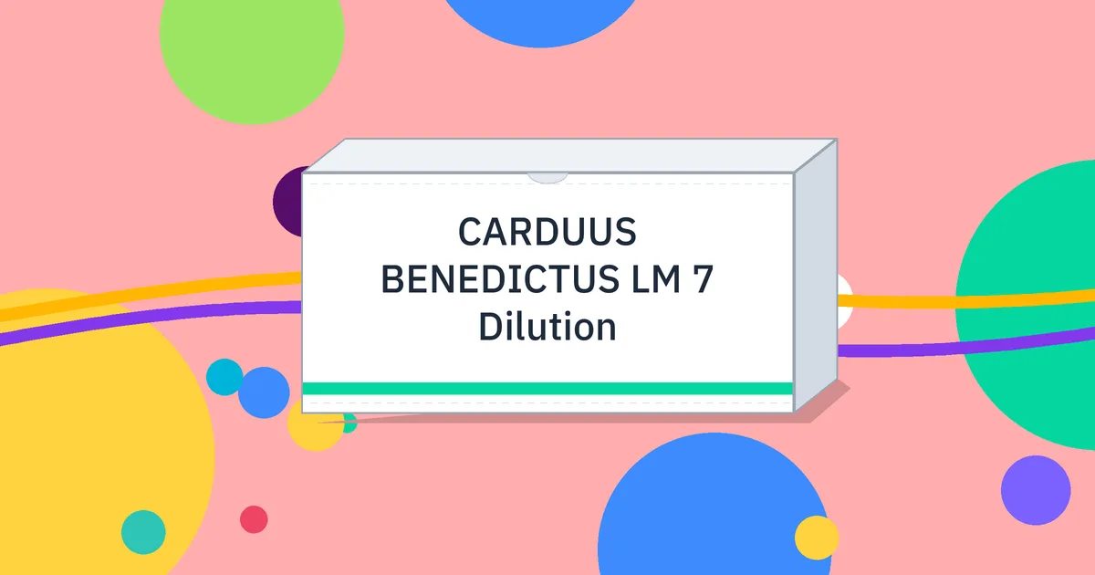 Symbolbild: Packung mit der Aufschrift CARDUUS BENEDICTUS LM 7 Dilution (PZN 13430038) – Verfügbarkeit und Bezug in Apotheken in Frankfurt am Main