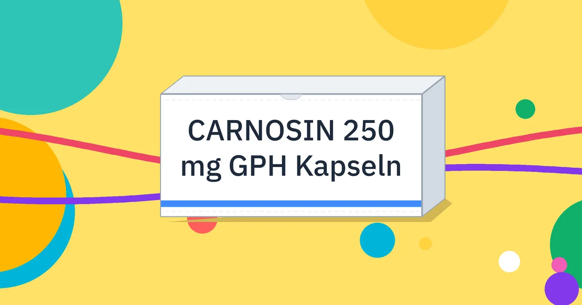 Symbolbild: Packung mit der Aufschrift CARNOSIN 250 mg GPH Kapseln (PZN 00949514) – Verfügbarkeit und Bezug in Apotheken in Frankfurt am Main