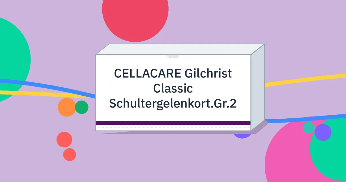 Symbolbild: Packung mit der Aufschrift CELLACARE Gilchrist Classic Schultergelenkort.Gr.2 (PZN 14366874) – Verfügbarkeit und Bezug in Apotheken in Frankfurt am Main