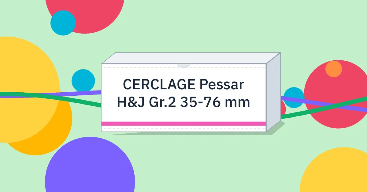 Symbolbild: Packung mit der Aufschrift CERCLAGE Pessar H&J Gr.2 35-76 mm (PZN 07731209) – Verfügbarkeit und Bezug in Apotheken in Frankfurt am Main