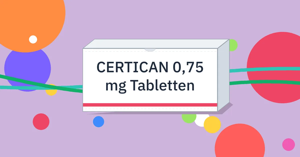 Symbolbild: Packung mit der Aufschrift CERTICAN 0,75 mg Tabletten (PZN 15786584) – Verfügbarkeit und Bezug in Apotheken in Frankfurt am Main