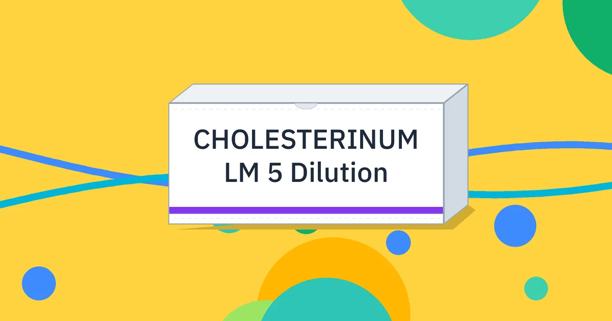 Symbolbild: Packung mit der Aufschrift CHOLESTERINUM LM 5 Dilution (PZN 12817278) – Verfügbarkeit und Bezug in Apotheken in Frankfurt am Main