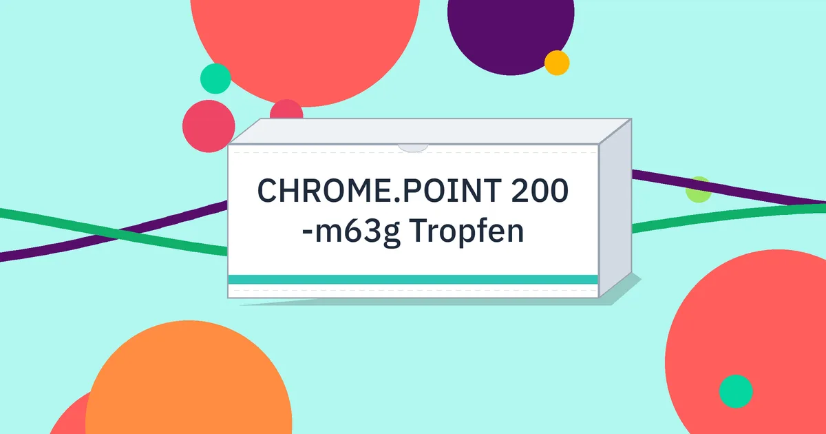 Symbolbild: Packung mit der Aufschrift CHROME.POINT 200 -m63g Tropfen (PZN 19158548) – Verfügbarkeit und Bezug in Apotheken in Frankfurt am Main