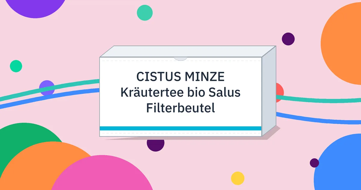Symbolbild: Packung mit der Aufschrift CISTUS MINZE Kräutertee bio Salus Filterbeutel (PZN 19400630) – Verfügbarkeit und Bezug in Apotheken in Frankfurt am Main