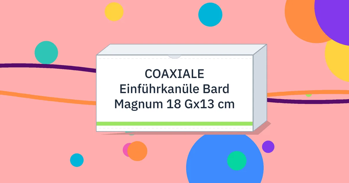 Symbolbild: Packung mit der Aufschrift COAXIALE Einführkanüle Bard Magnum 18 Gx13 cm (PZN 04669355) – Verfügbarkeit und Bezug in Apotheken in Frankfurt am Main