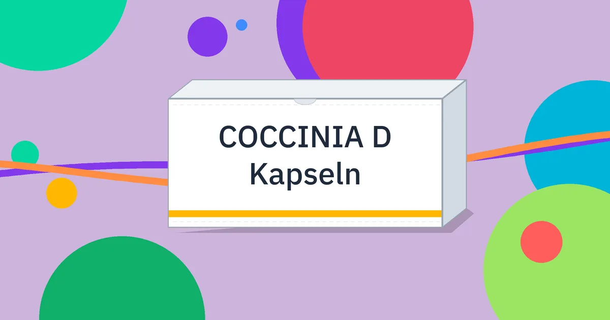 Symbolbild: Packung mit der Aufschrift COCCINIA D Kapseln (PZN 05909525) – Verfügbarkeit und Bezug in Apotheken in Frankfurt am Main