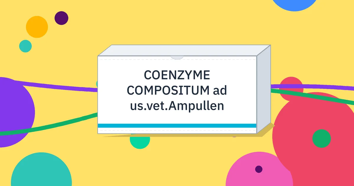 Symbolbild: Packung mit der Aufschrift COENZYME COMPOSITUM ad us.vet.Ampullen (PZN 15300400) – Verfügbarkeit und Bezug in Apotheken in Frankfurt am Main