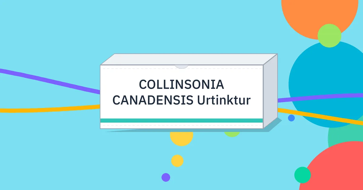 Symbolbild: Packung mit der Aufschrift COLLINSONIA CANADENSIS Urtinktur (PZN 02611676) – Verfügbarkeit und Bezug in Apotheken in Frankfurt am Main