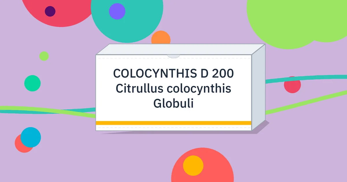 Symbolbild: Packung mit der Aufschrift COLOCYNTHIS D 200 Citrullus colocynthis Globuli (PZN 17298794) – Verfügbarkeit und Bezug in Apotheken in Frankfurt am Main