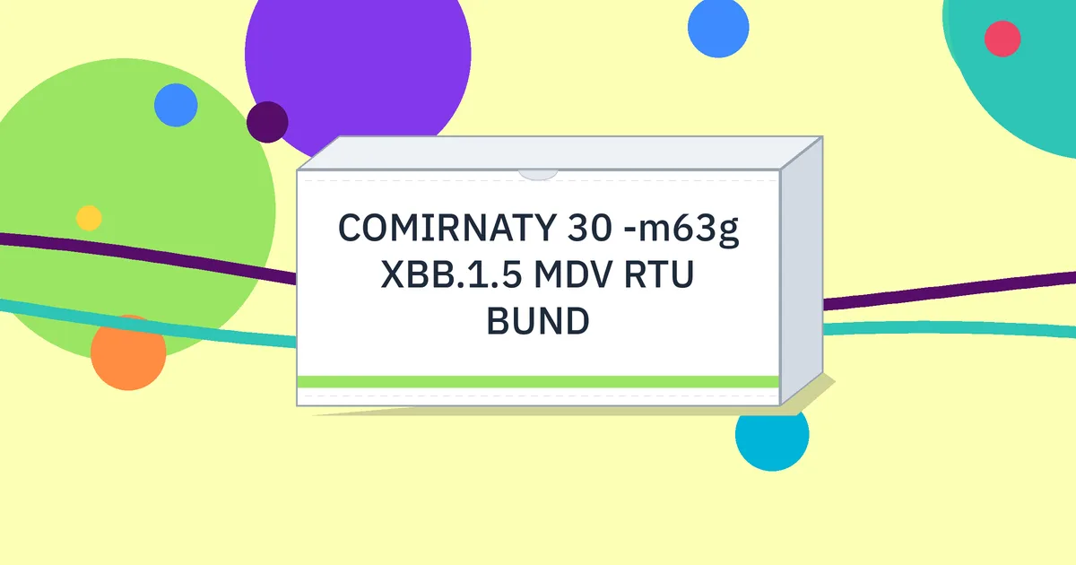 Symbolbild: Packung mit der Aufschrift COMIRNATY 30 -m63g XBB.1.5 MDV RTU BUND (PZN 18910257) – Verfügbarkeit und Bezug in Apotheken in Frankfurt am Main