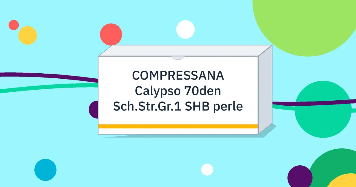 Symbolbild: Packung mit der Aufschrift COMPRESSANA Calypso 70den Sch.Str.Gr.1 SHB perle (PZN 08910753) – Verfügbarkeit und Bezug in Apotheken in Frankfurt am Main