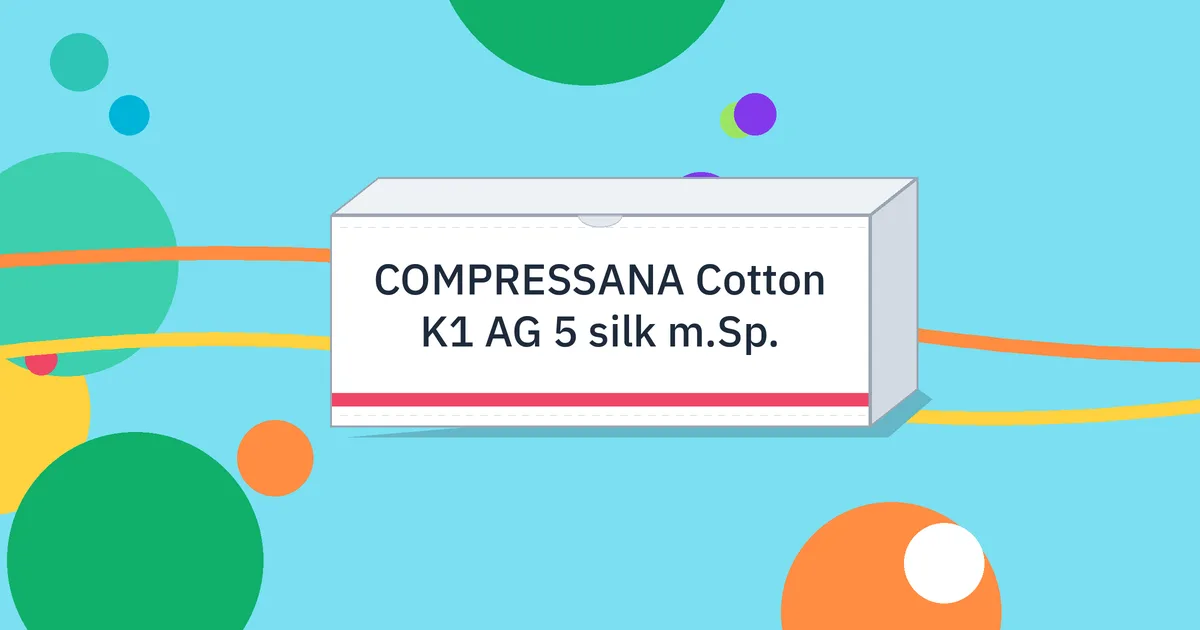 Symbolbild: Packung mit der Aufschrift COMPRESSANA Cotton K1 AG 5 silk m.Sp. (PZN 11393586) – Verfügbarkeit und Bezug in Apotheken in Frankfurt am Main