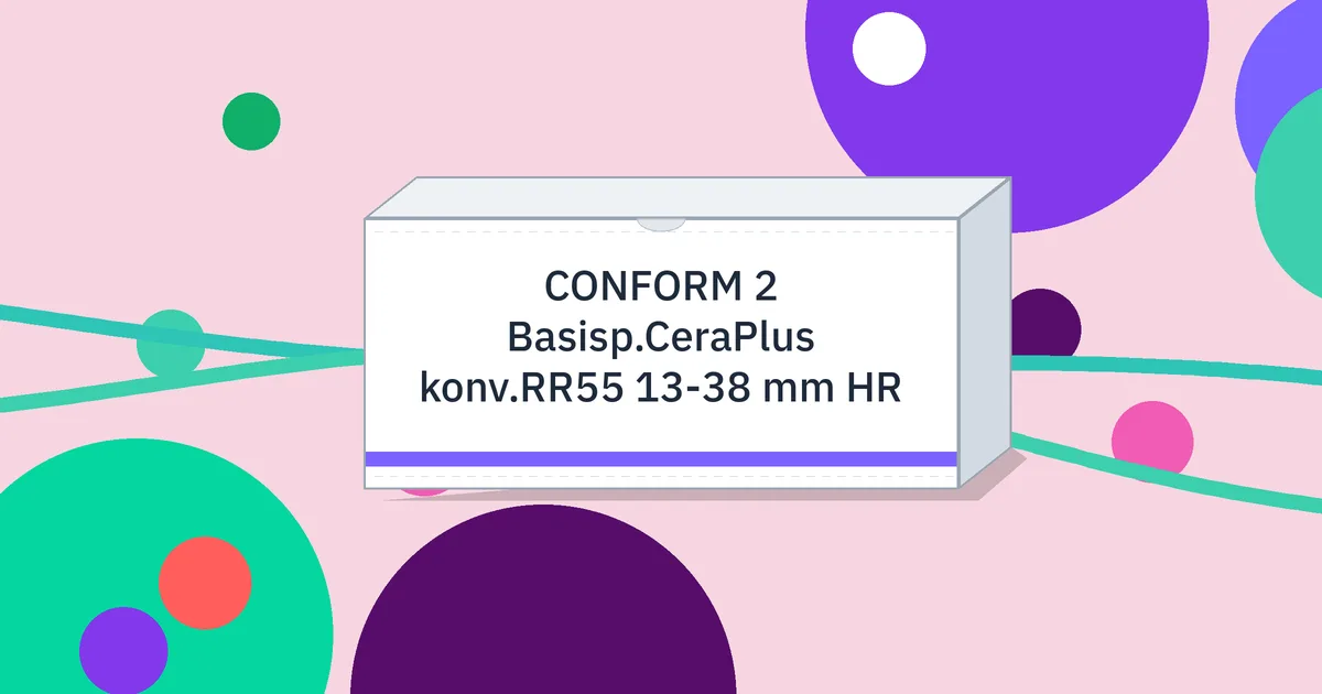 Symbolbild: Packung mit der Aufschrift CONFORM 2 Basisp.CeraPlus konv.RR55 13-38 mm HR (PZN 11349674) – Verfügbarkeit und Bezug in Apotheken in Frankfurt am Main