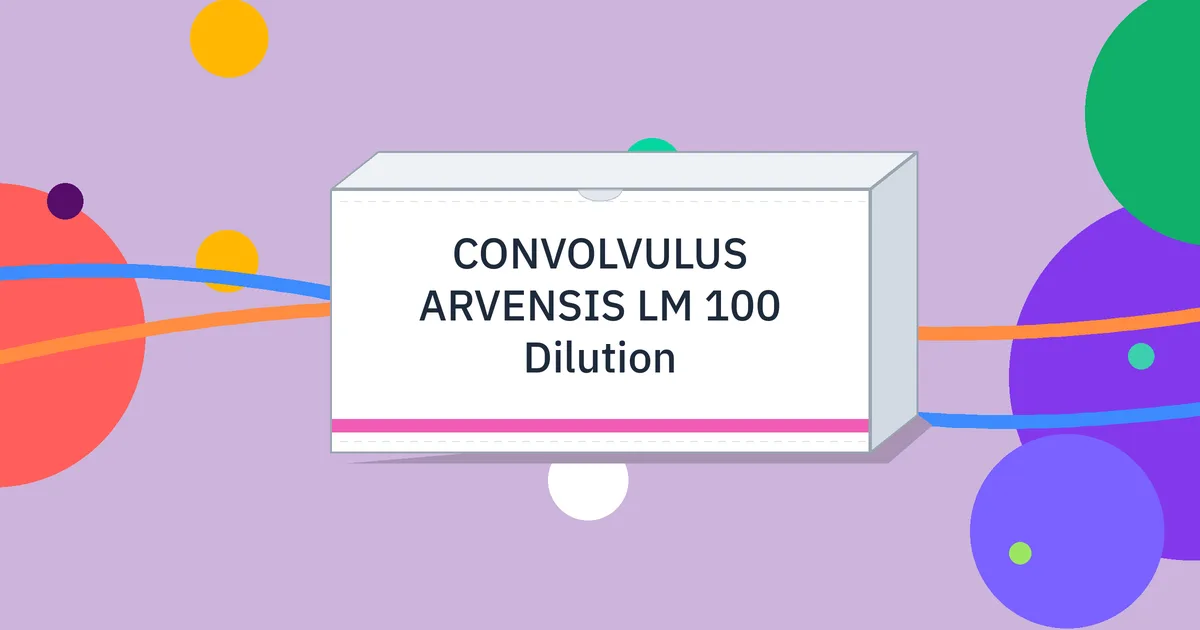Symbolbild: Packung mit der Aufschrift CONVOLVULUS ARVENSIS LM 100 Dilution (PZN 13450437) – Verfügbarkeit und Bezug in Apotheken in Frankfurt am Main