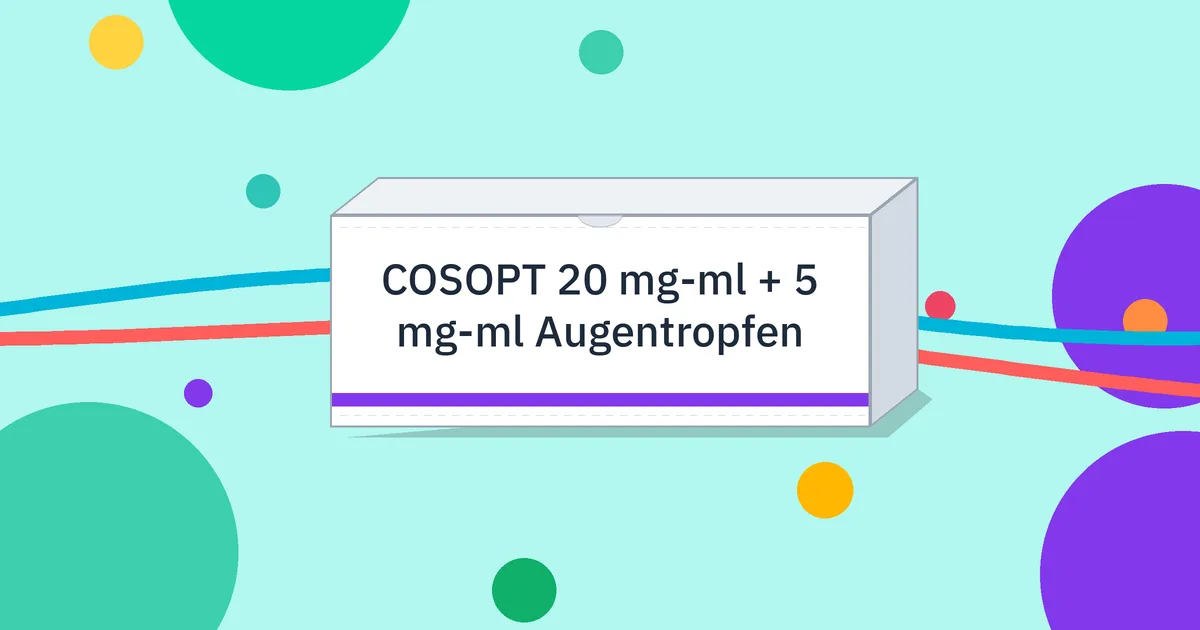 Symbolbild: Packung mit der Aufschrift COSOPT 20 mg-ml + 5 mg-ml Augentropfen (PZN 11340897) – Verfügbarkeit und Bezug in Apotheken in Frankfurt am Main