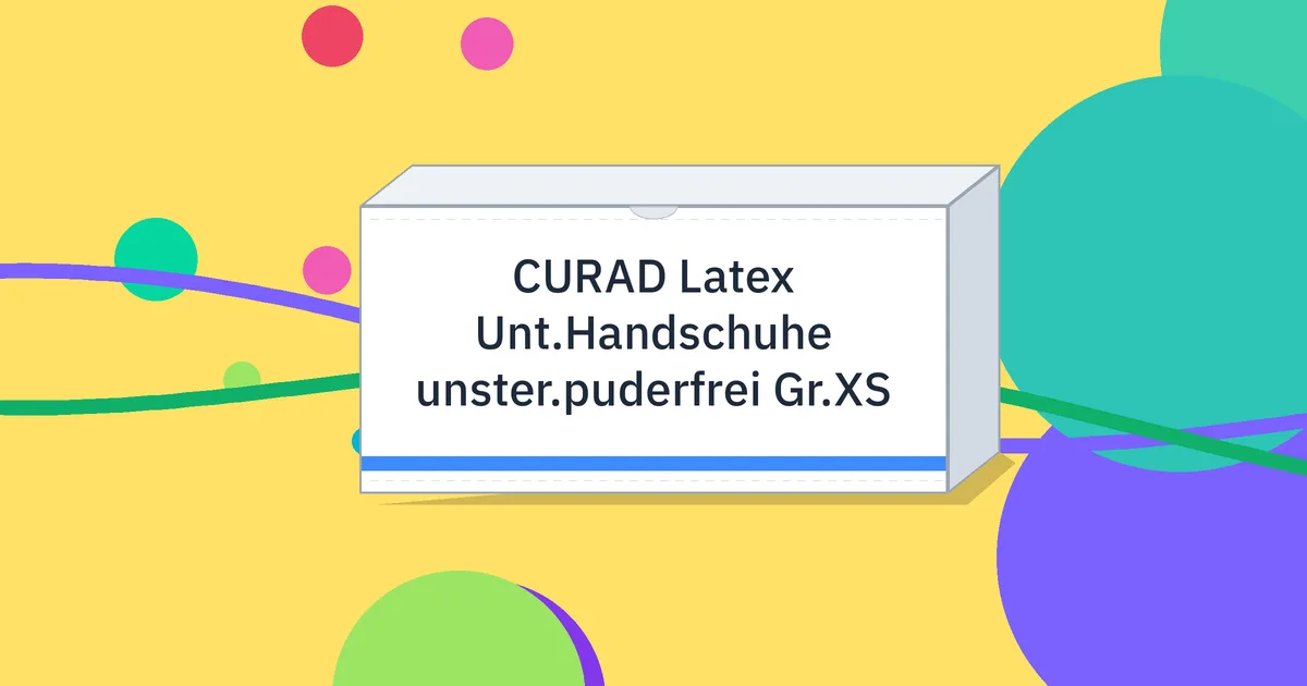 Symbolbild: Packung mit der Aufschrift CURAD Latex Unt.Handschuhe unster.puderfrei Gr.XS (PZN 13352048) – Verfügbarkeit und Bezug in Apotheken in Frankfurt am Main