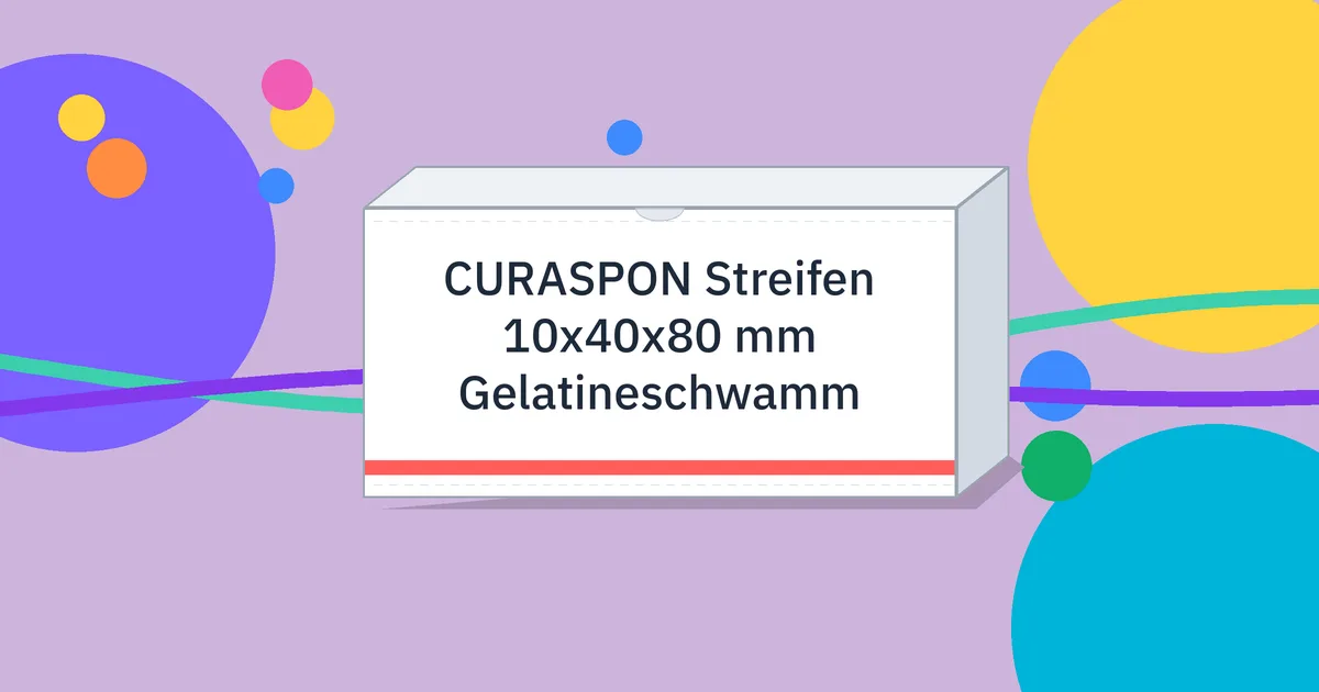 Symbolbild: Packung mit der Aufschrift CURASPON Streifen 10x40x80 mm Gelatineschwamm (PZN 16210811) – Verfügbarkeit und Bezug in Apotheken in Frankfurt am Main