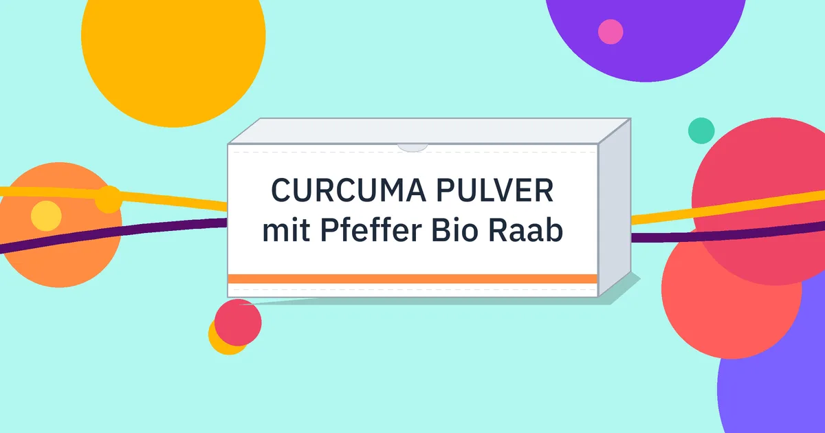 Symbolbild: Packung mit der Aufschrift CURCUMA PULVER mit Pfeffer Bio Raab (PZN 12545615) – Verfügbarkeit und Bezug in Apotheken in Frankfurt am Main