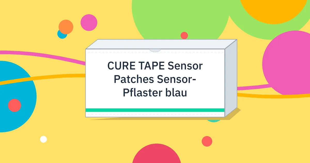 Symbolbild: Packung mit der Aufschrift CURE TAPE Sensor Patches Sensor-Pflaster blau (PZN 18885430) – Verfügbarkeit und Bezug in Apotheken in Frankfurt am Main