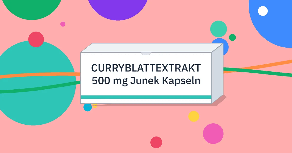 Symbolbild: Packung mit der Aufschrift CURRYBLATTEXTRAKT 500 mg Junek Kapseln (PZN 11146936) – Verfügbarkeit und Bezug in Apotheken in Frankfurt am Main