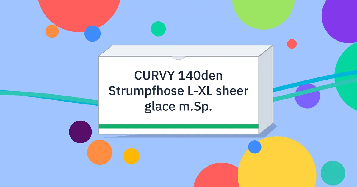 Symbolbild: Packung mit der Aufschrift CURVY 140den Strumpfhose L-XL sheer glace m.Sp. (PZN 16175523) – Verfügbarkeit und Bezug in Apotheken in Frankfurt am Main