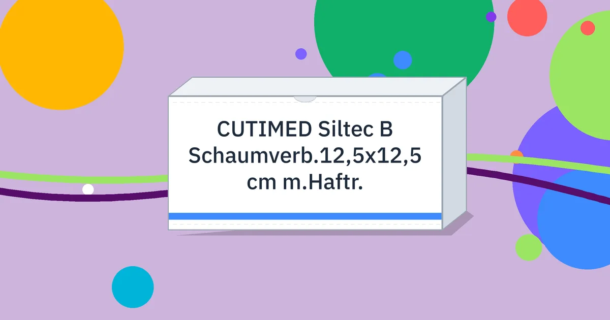 Symbolbild: Packung mit der Aufschrift CUTIMED Siltec B Schaumverb.12,5x12,5 cm m.Haftr. (PZN 13971998) – Verfügbarkeit und Bezug in Apotheken in Frankfurt am Main