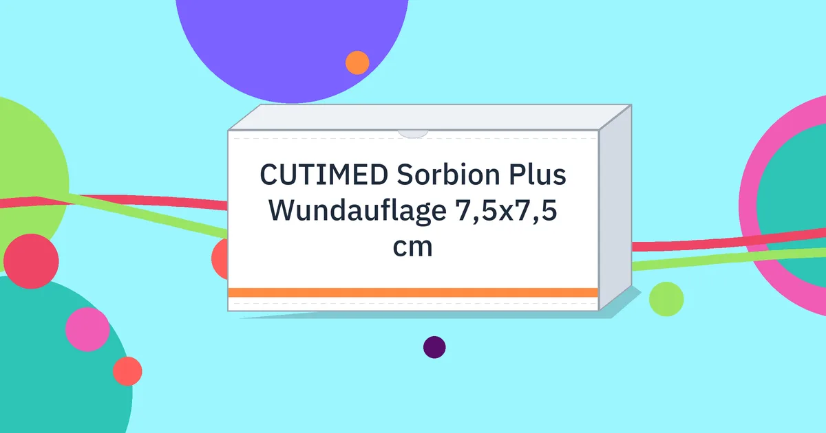 Symbolbild: Packung mit der Aufschrift CUTIMED Sorbion Plus Wundauflage 7,5x7,5 cm (PZN 18731307) – Verfügbarkeit und Bezug in Apotheken in Frankfurt am Main