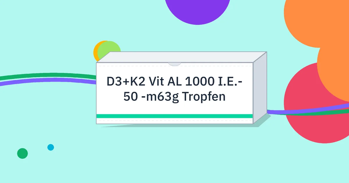 Symbolbild: Packung mit der Aufschrift D3+K2 Vit AL 1000 I.E.-50 -m63g Tropfen (PZN 18231504) – Verfügbarkeit und Bezug in Apotheken in Frankfurt am Main