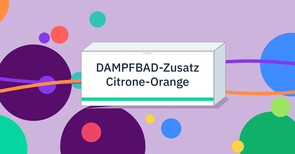 Symbolbild: Packung mit der Aufschrift DAMPFBAD-Zusatz Citrone-Orange (PZN 17991302) – Verfügbarkeit und Bezug in Apotheken in Frankfurt am Main