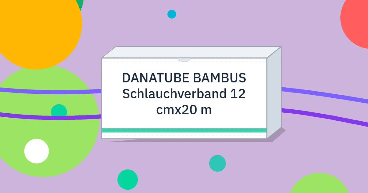 Symbolbild: Packung mit der Aufschrift DANATUBE BAMBUS Schlauchverband 12 cmx20 m (PZN 18368433) – Verfügbarkeit und Bezug in Apotheken in Frankfurt am Main