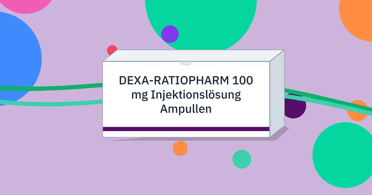 Symbolbild: Packung mit der Aufschrift DEXA-RATIOPHARM 100 mg Injektionslösung Ampullen (PZN 07633932) – Verfügbarkeit und Bezug in Apotheken in Frankfurt am Main