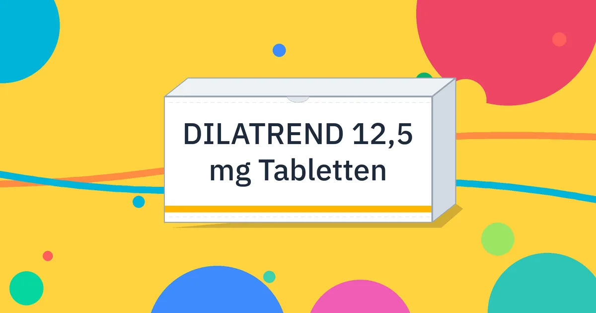 Symbolbild: Packung mit der Aufschrift DILATREND 12,5 mg Tabletten (PZN 07428971) – Verfügbarkeit und Bezug in Apotheken in Frankfurt am Main