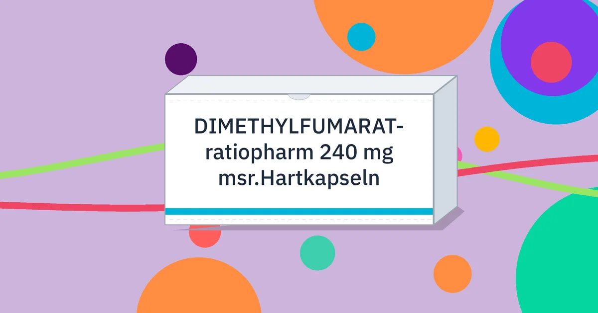 Symbolbild: Packung mit der Aufschrift DIMETHYLFUMARAT-ratiopharm 240 mg msr.Hartkapseln (PZN 18135841) – Verfügbarkeit und Bezug in Apotheken in Frankfurt am Main