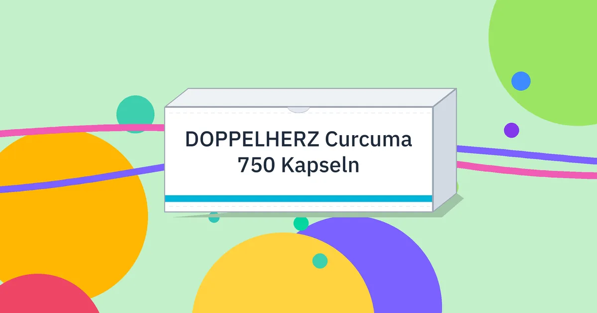 Symbolbild: Packung mit der Aufschrift DOPPELHERZ Curcuma 750 Kapseln (PZN 15657421) – Verfügbarkeit und Bezug in Apotheken in Frankfurt am Main