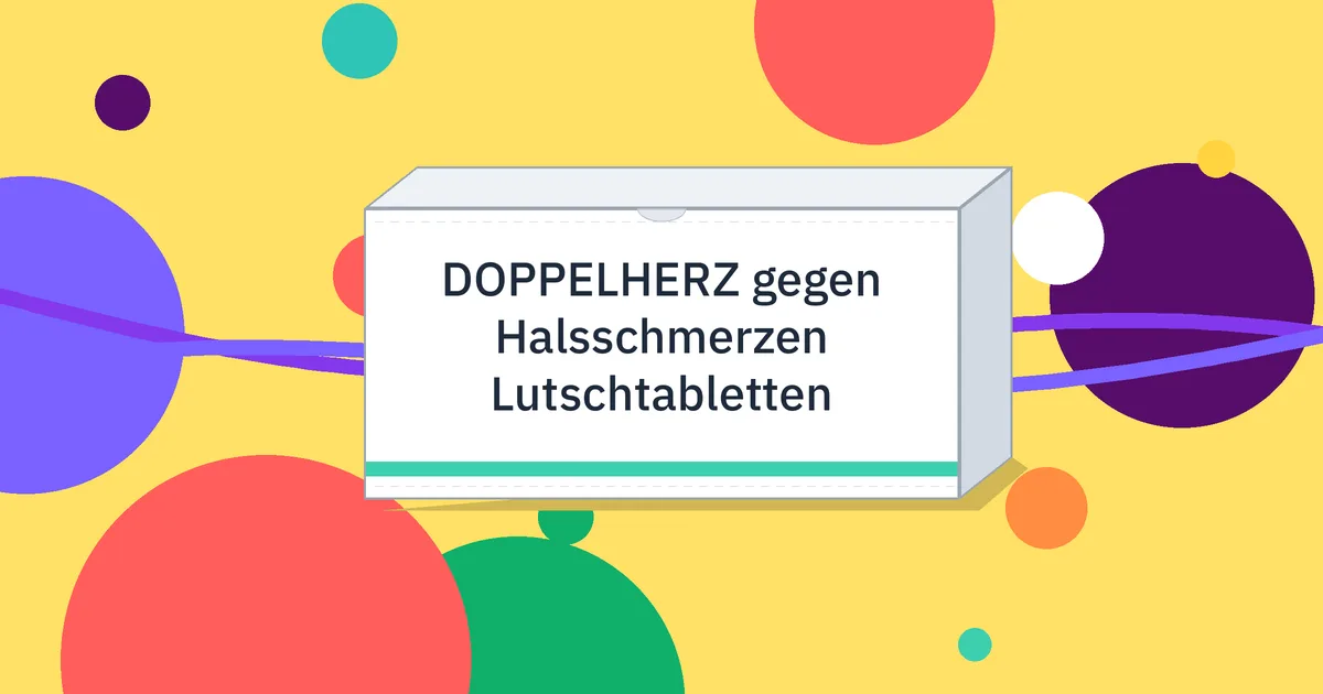Symbolbild: Packung mit der Aufschrift DOPPELHERZ gegen Halsschmerzen Lutschtabletten (PZN 13876805) – Verfügbarkeit und Bezug in Apotheken in Frankfurt am Main