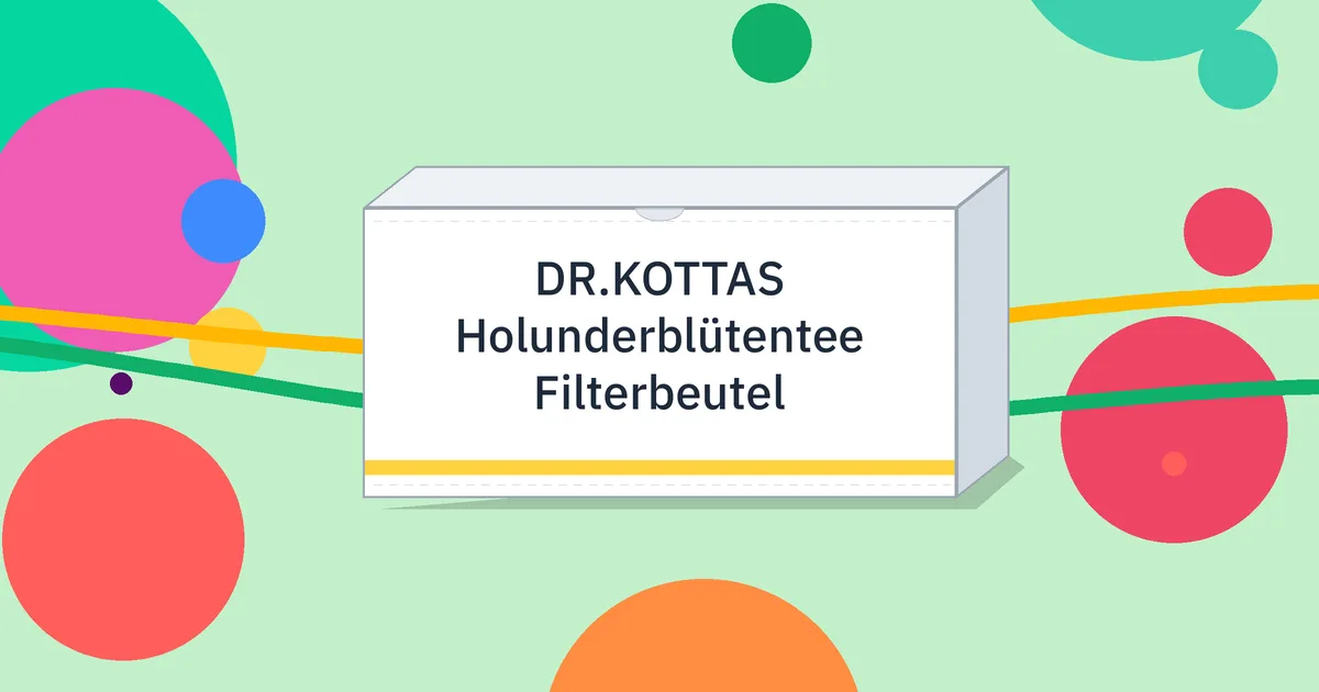 Symbolbild: Packung mit der Aufschrift DR.KOTTAS Holunderblütentee Filterbeutel (PZN 12608741) – Verfügbarkeit und Bezug in Apotheken in Frankfurt am Main