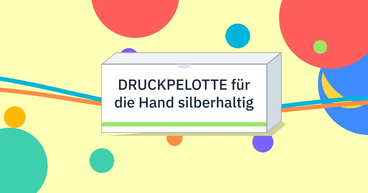 Symbolbild: Packung mit der Aufschrift DRUCKPELOTTE für die Hand silberhaltig (PZN 10553740) – Verfügbarkeit und Bezug in Apotheken in Frankfurt am Main