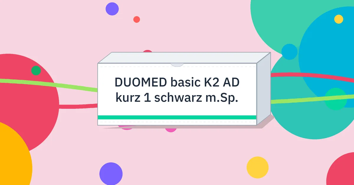 Symbolbild: Packung mit der Aufschrift DUOMED basic K2 AD kurz 1 schwarz m.Sp. (PZN 20907529) – Verfügbarkeit und Bezug in Apotheken in Frankfurt am Main