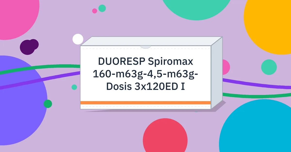 Symbolbild: Packung mit der Aufschrift DUORESP Spiromax 160-m63g-4,5-m63g-Dosis 3x120ED I (PZN 18739852) – Verfügbarkeit und Bezug in Apotheken in Frankfurt am Main
