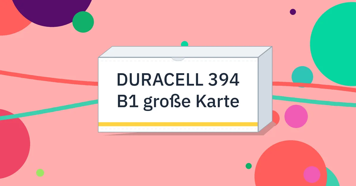 Symbolbild: Packung mit der Aufschrift DURACELL 394 B1 große Karte (PZN 10256752) – Verfügbarkeit und Bezug in Apotheken in Frankfurt am Main