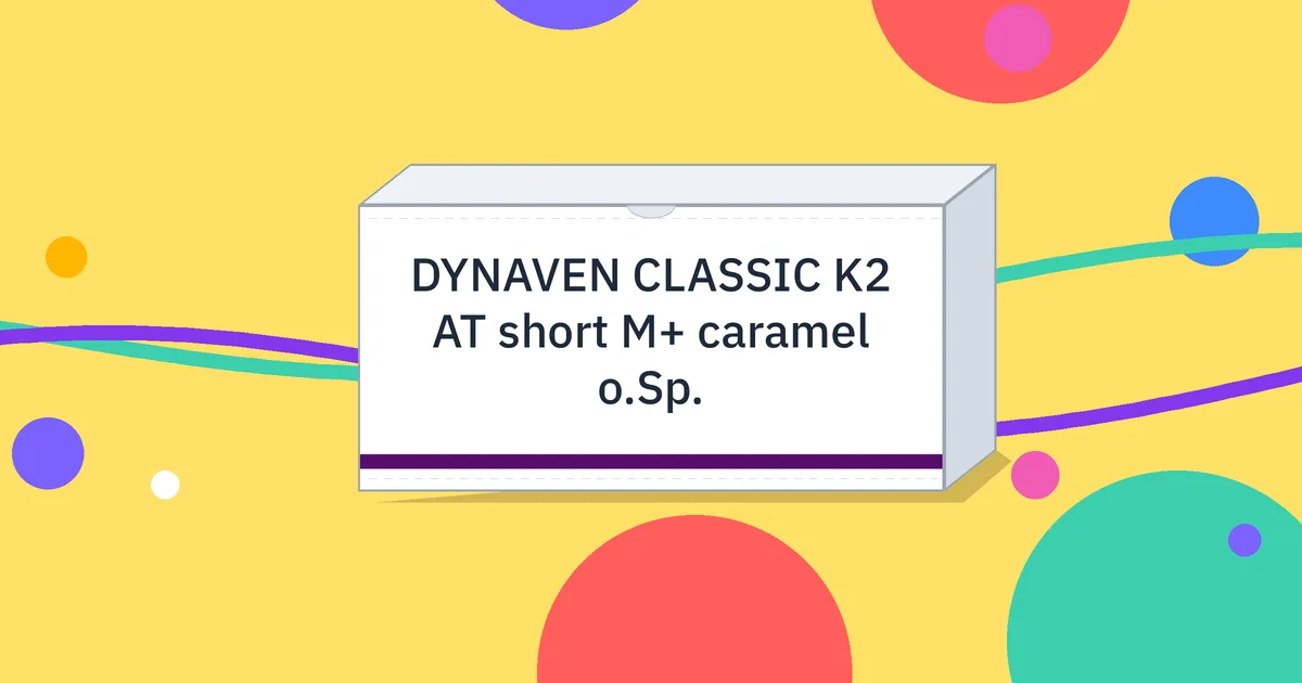 Symbolbild: Packung mit der Aufschrift DYNAVEN CLASSIC K2 AT short M+ caramel o.Sp. (PZN 18419099) – Verfügbarkeit und Bezug in Apotheken in Frankfurt am Main